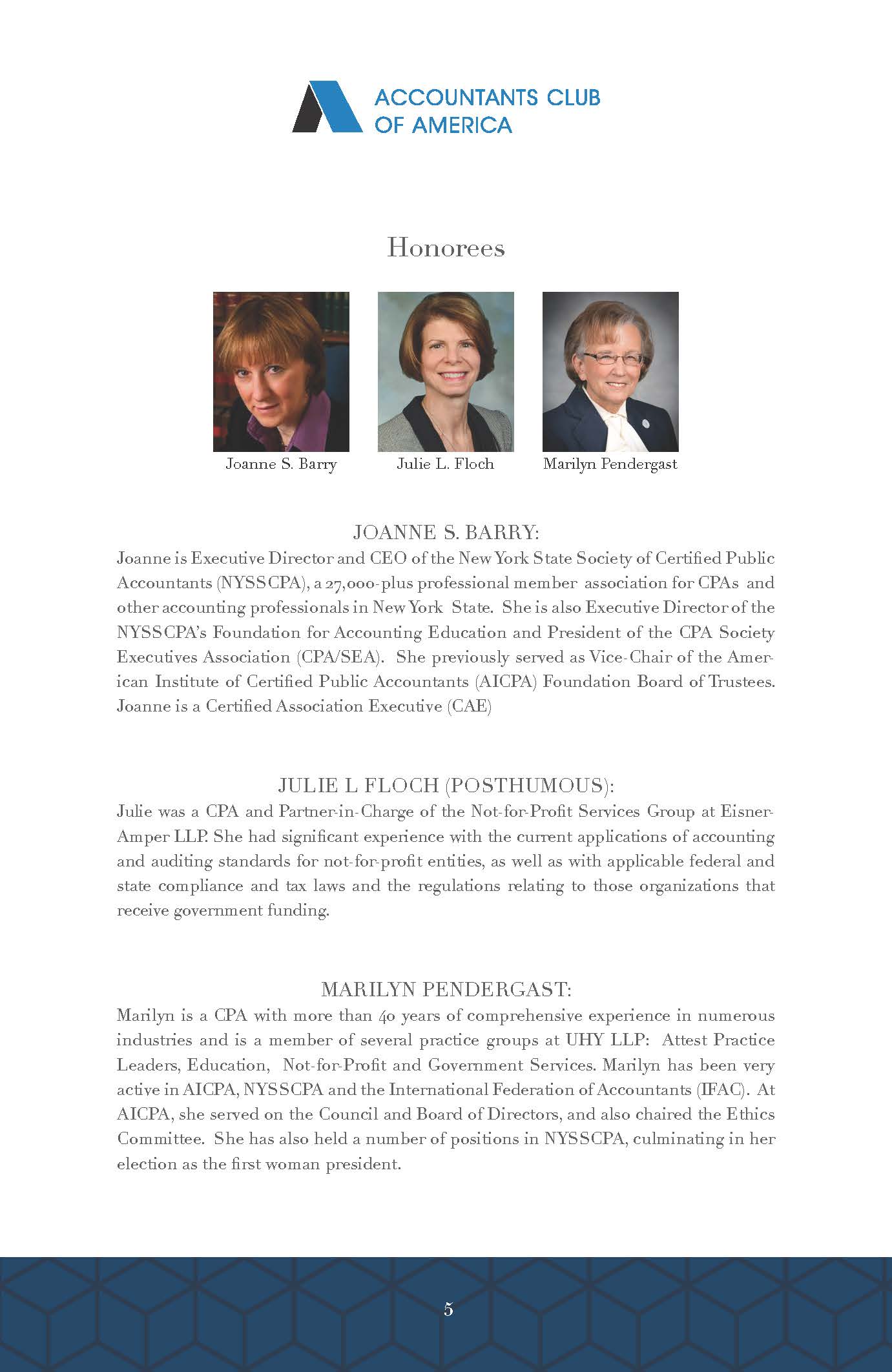 ACA Event Brochure-_Honorees - Accountants Club of America